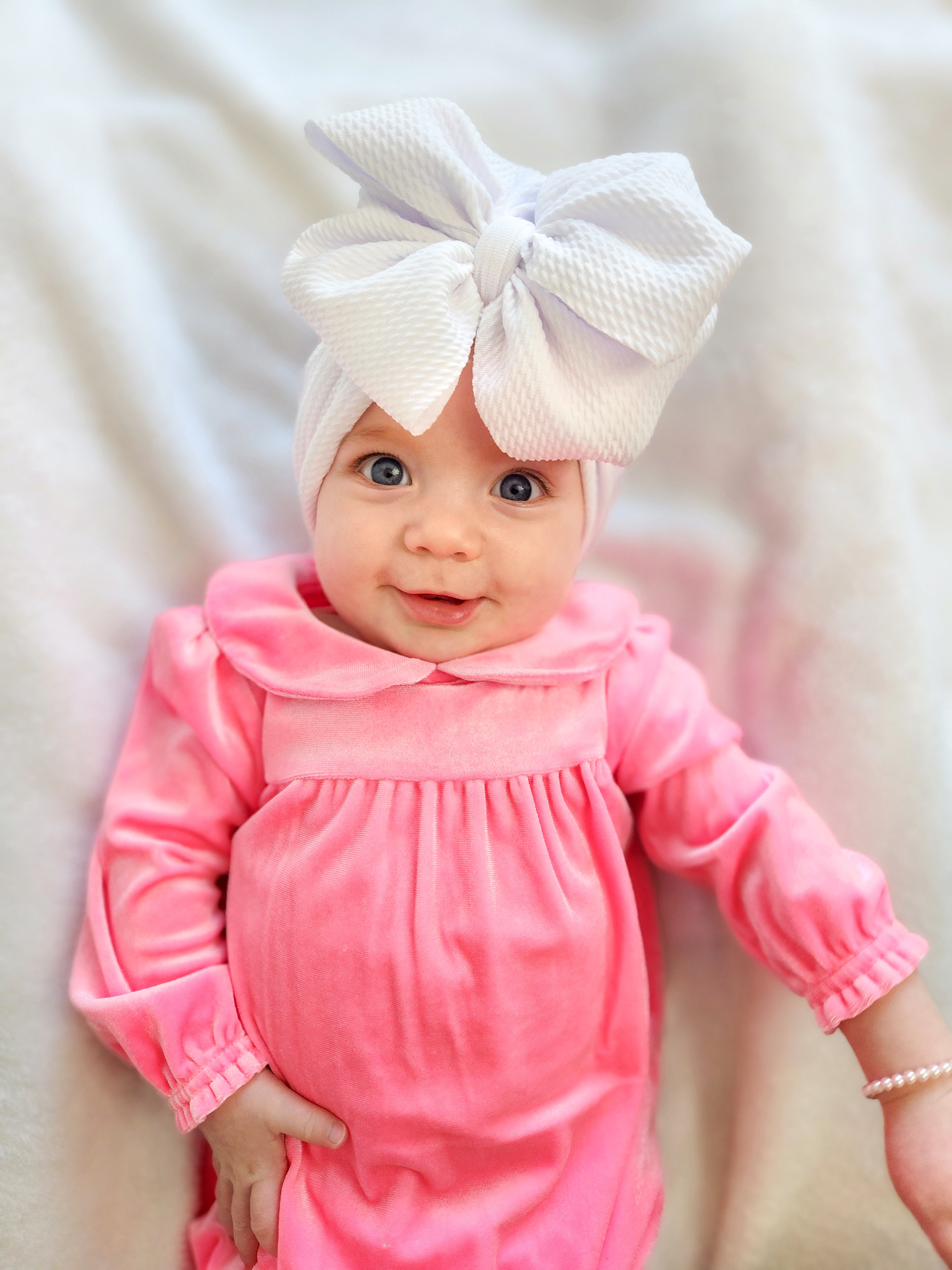 Pure White - Double Loop Bow - Made to Order – Little Roo's MN, LLC