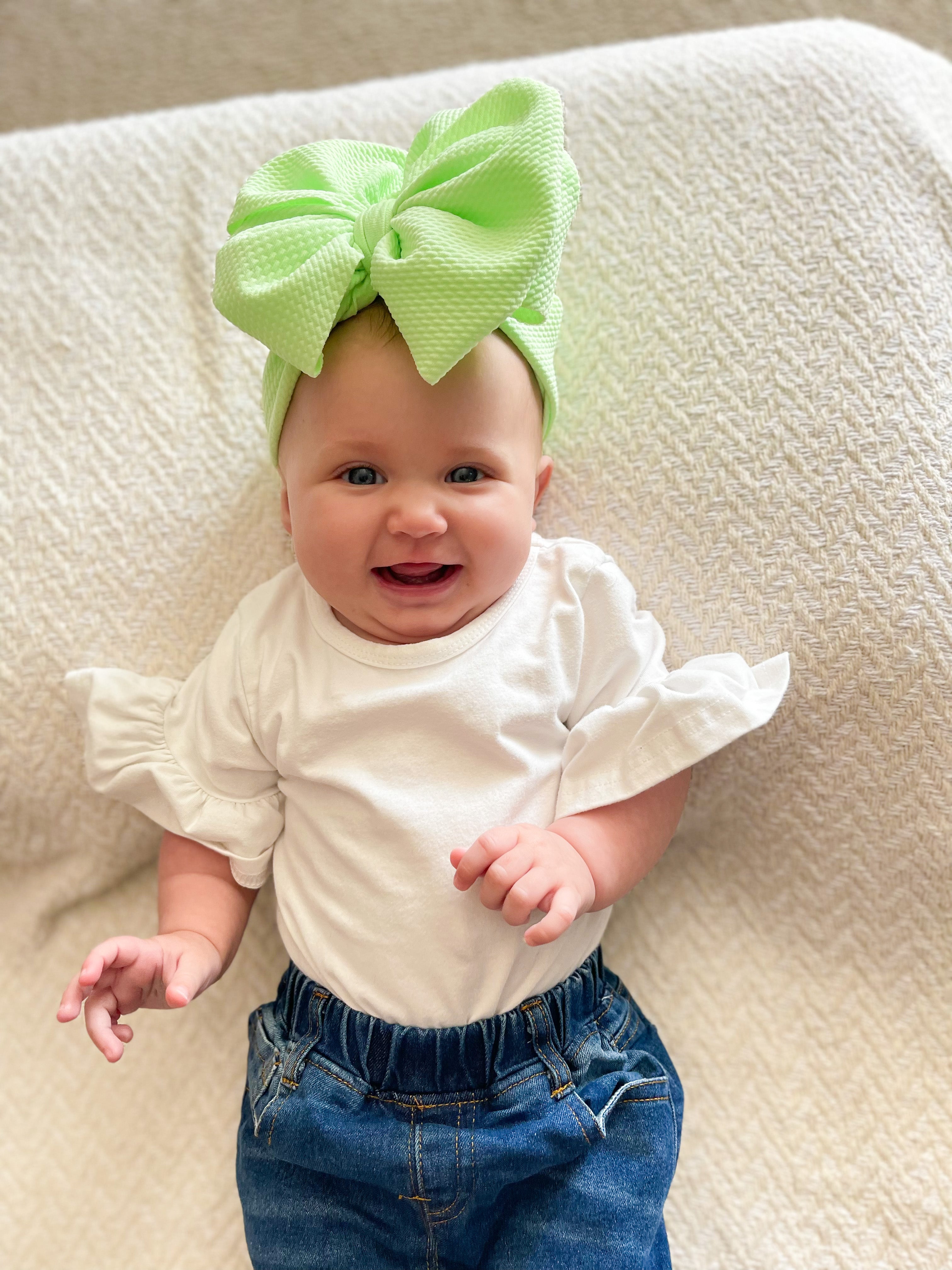 Kiwi - Double Loop Bow - Made to Order – Little Roo's MN, LLC